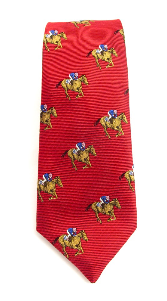 Bright Red Horse Racing Silk Tie by Van Buck | Horse Racing Tie | Horse ...