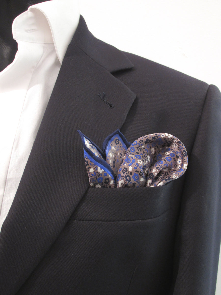 Brown Floral Silk Fancy Pocket Square by Van Buck – Van Buck England